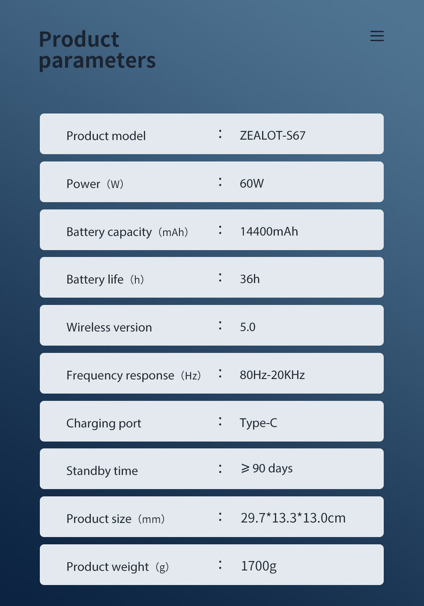 ZEALOT S67 Portable Bluetooth Speaker